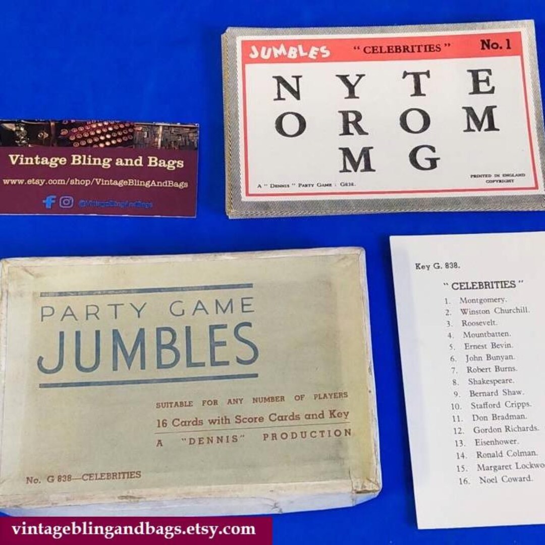 1950s Jumbles Party Game Set G Celebrities, Anagram Game, Vintage ...
