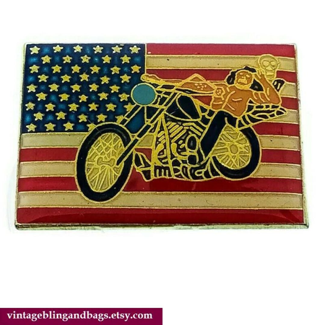 1980s Vintage Enamel Chopper Motorcycle Pin, Vintage USA Patriot Pin ...
