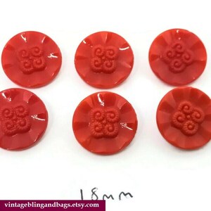 6 18mm Vintage Red Glass Buttons, New Old Stock Vintage Red Buttons ...