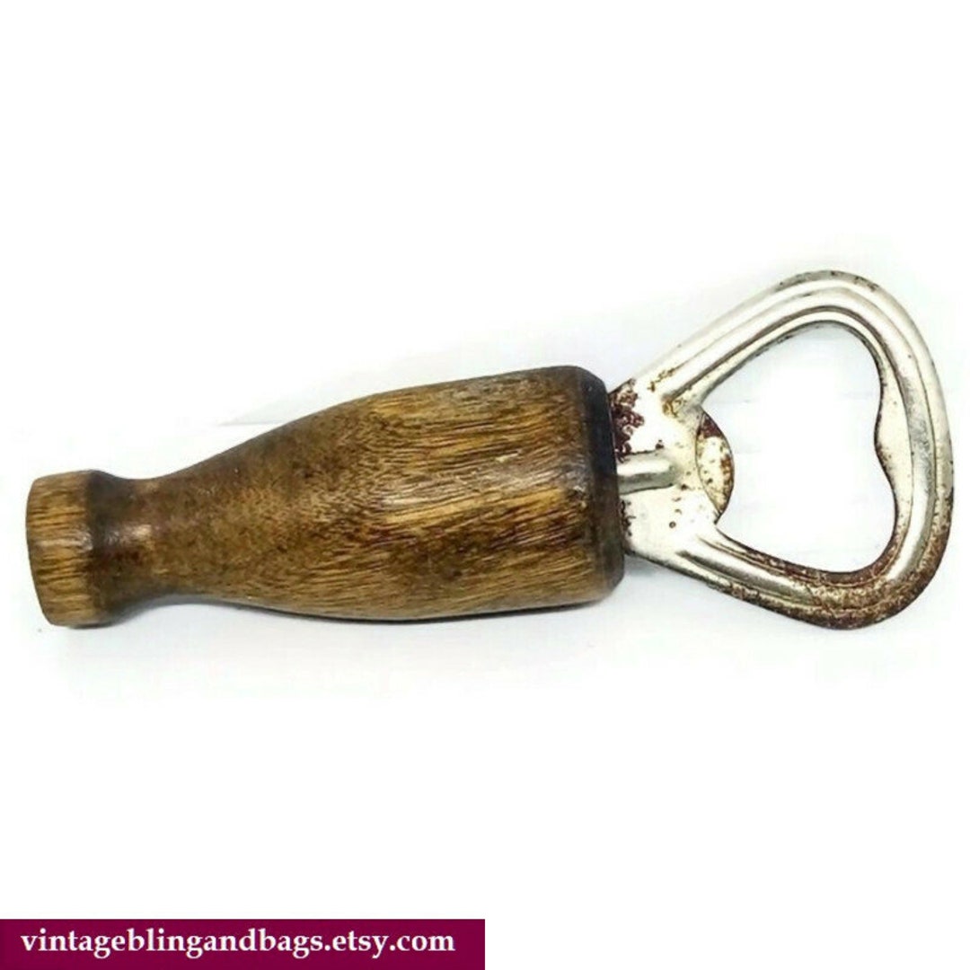 1960s Vintage Bottle Shaped Bottle Opener, Vintage Wooden Bottle Opener ...