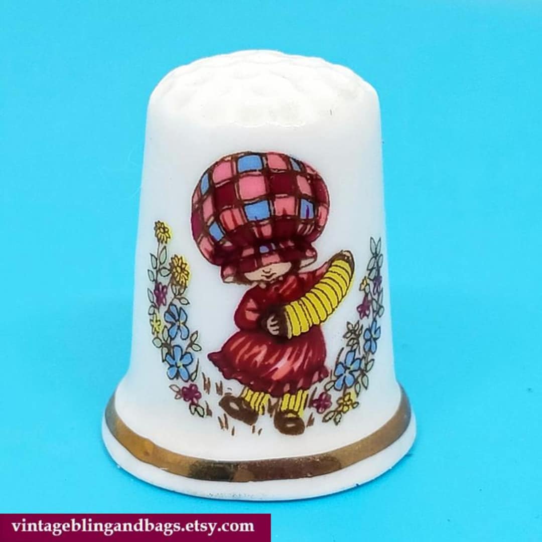 1980s Vintage Girl in Bonnet Thimble, Vintage Cartoon Thimble, Kitsch ...