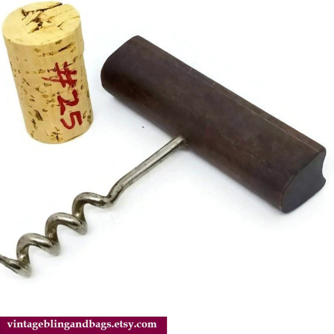 1960s Vintage Wooden Corkscrew, Vintage Bottle Opener Corkscrew ...