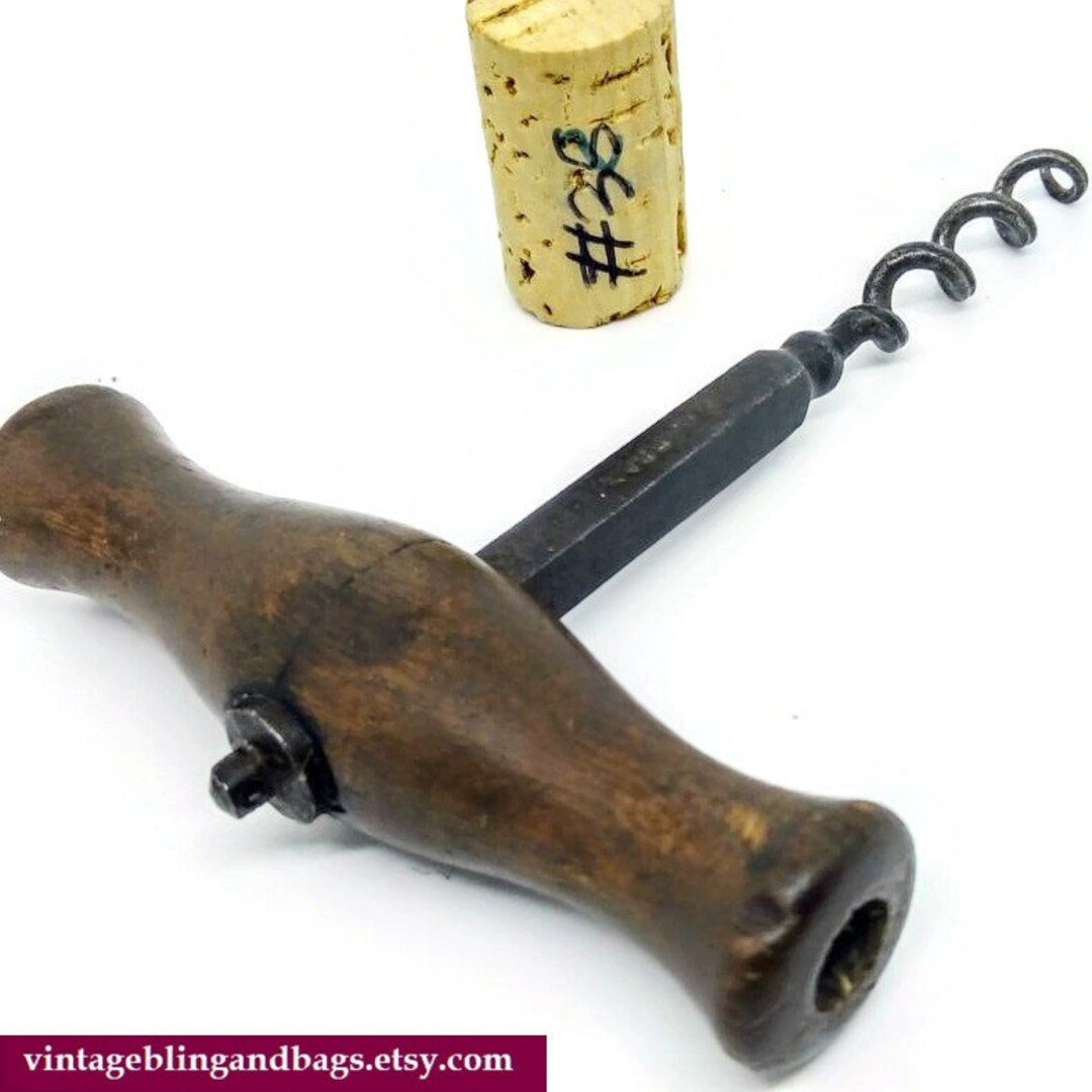 1920s Antique Cellar Corkscrew, Antique Turned Wood Corkscrew, Antique ...
