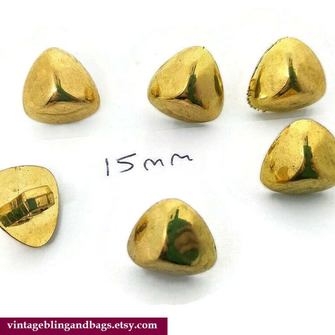 6 15mm 1980s Vintage Metallic Gold Buttons, Metallic Triangle Buttons ...