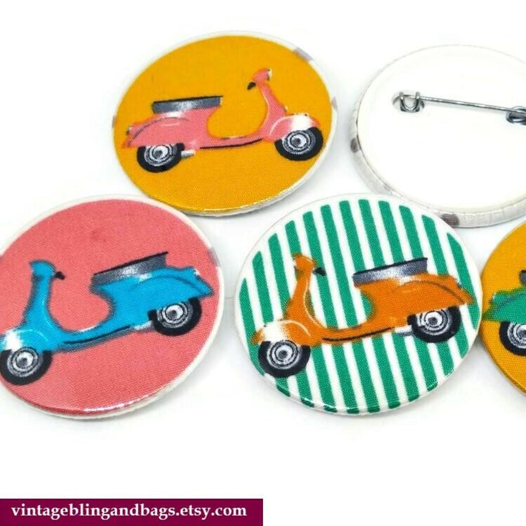Mod Scooter Badge in Oval Background, Retro Scooter Pin Badge, Mod ...