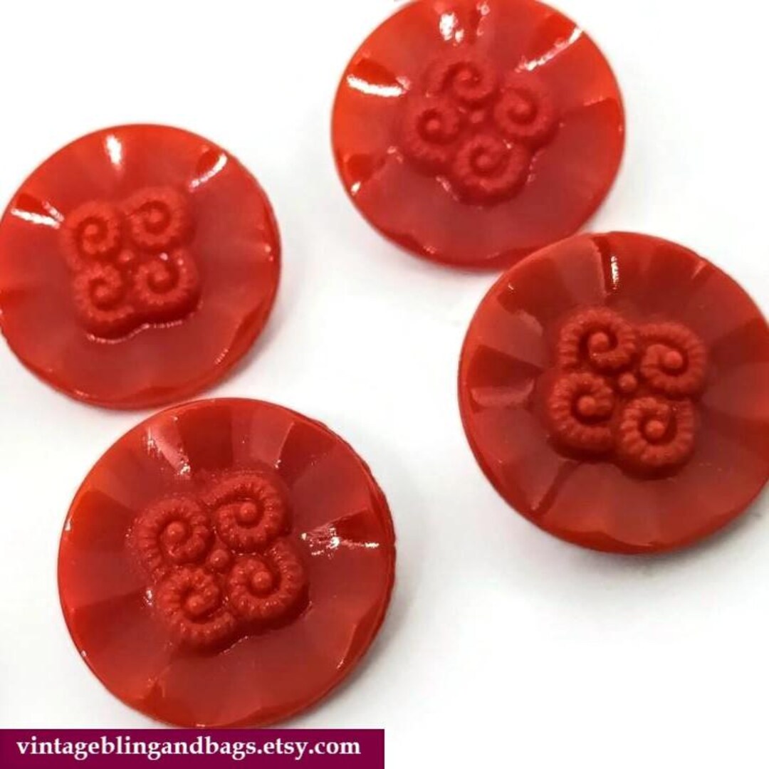 6 18mm Vintage Red Glass Buttons, New Old Stock Vintage Red Buttons ...
