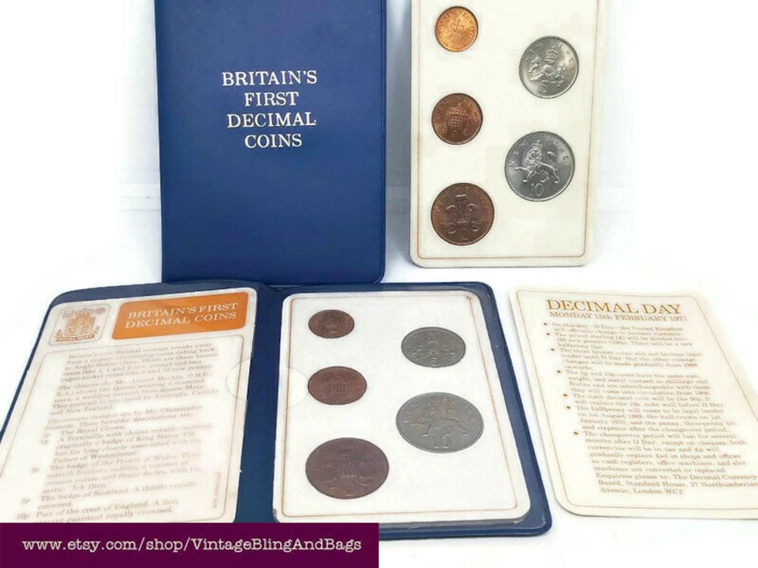 1971 Britain's First Decimal Coin Set of Uncirculated Coins in Wallet ...