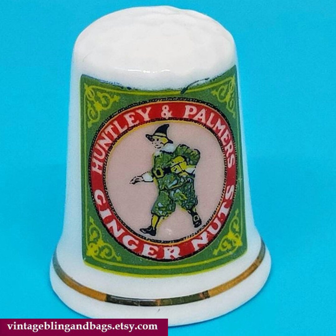 1980s Vintage Bone China Thimble, Huntley and Palmer Advertising ...