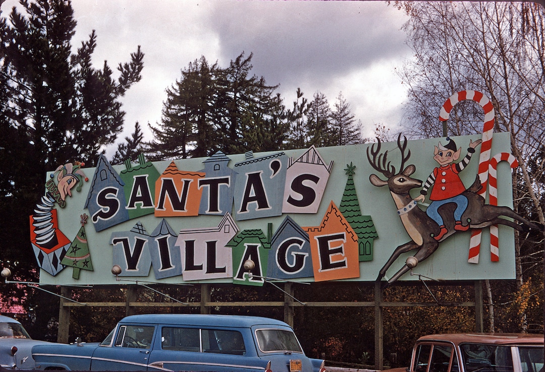 Vintage Santa's Village Sign 1960's - With Christmas Decorations - Etsy