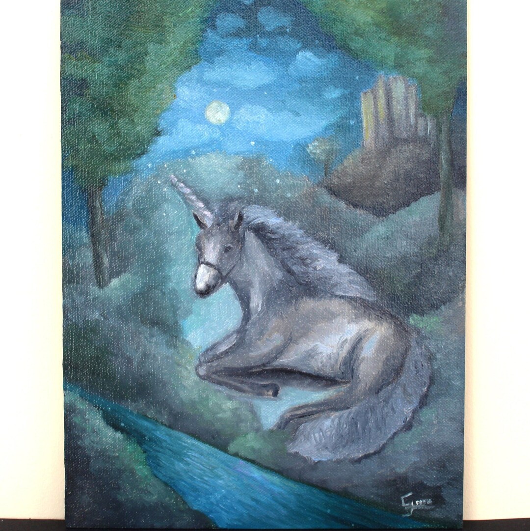 Original Unicorn Oil Painting, Magical Forest, Fantasy Art - Etsy
