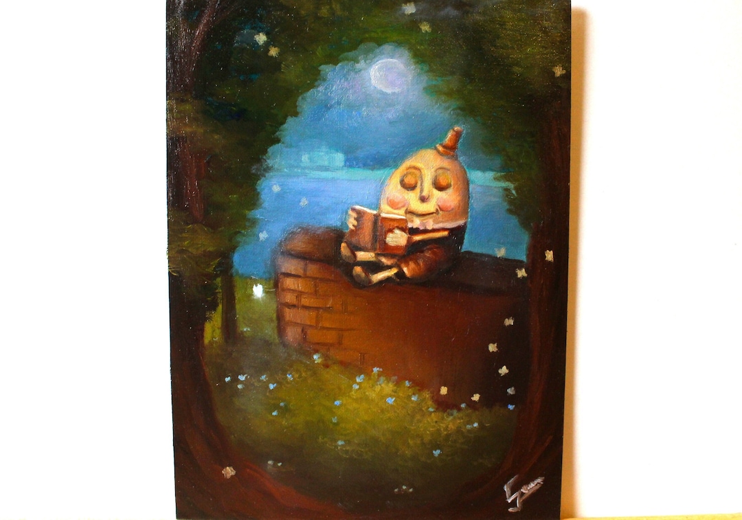 Original Humpty Dumpty Oil Painting, Funny Fairytale Weird Painting ...