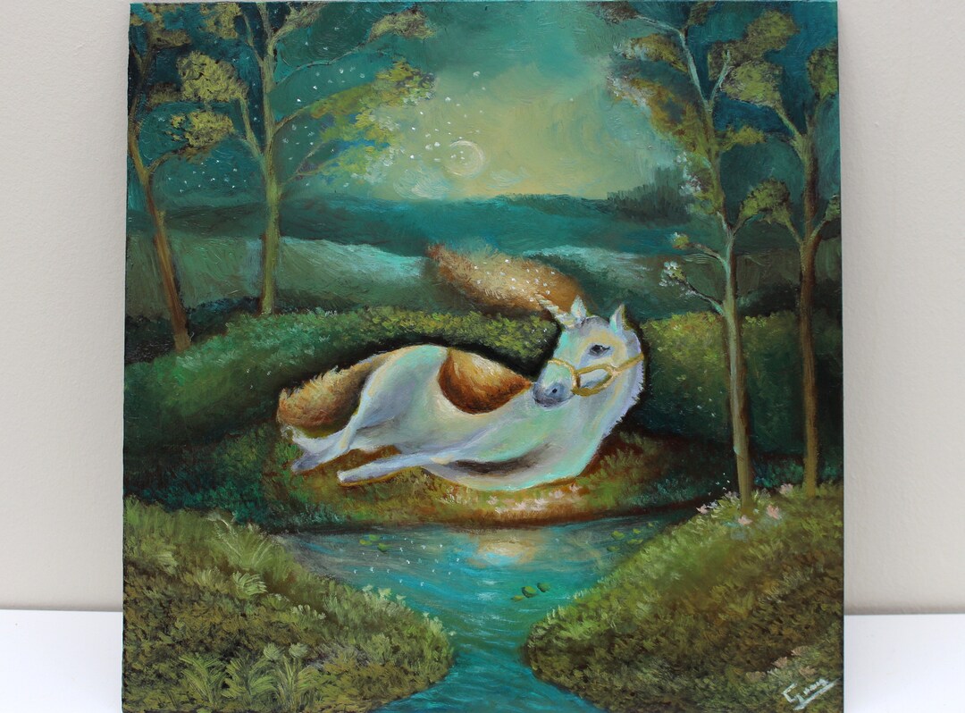 Original Unicorn Oil Painting, Fantasy Magical Landscape Art - Etsy