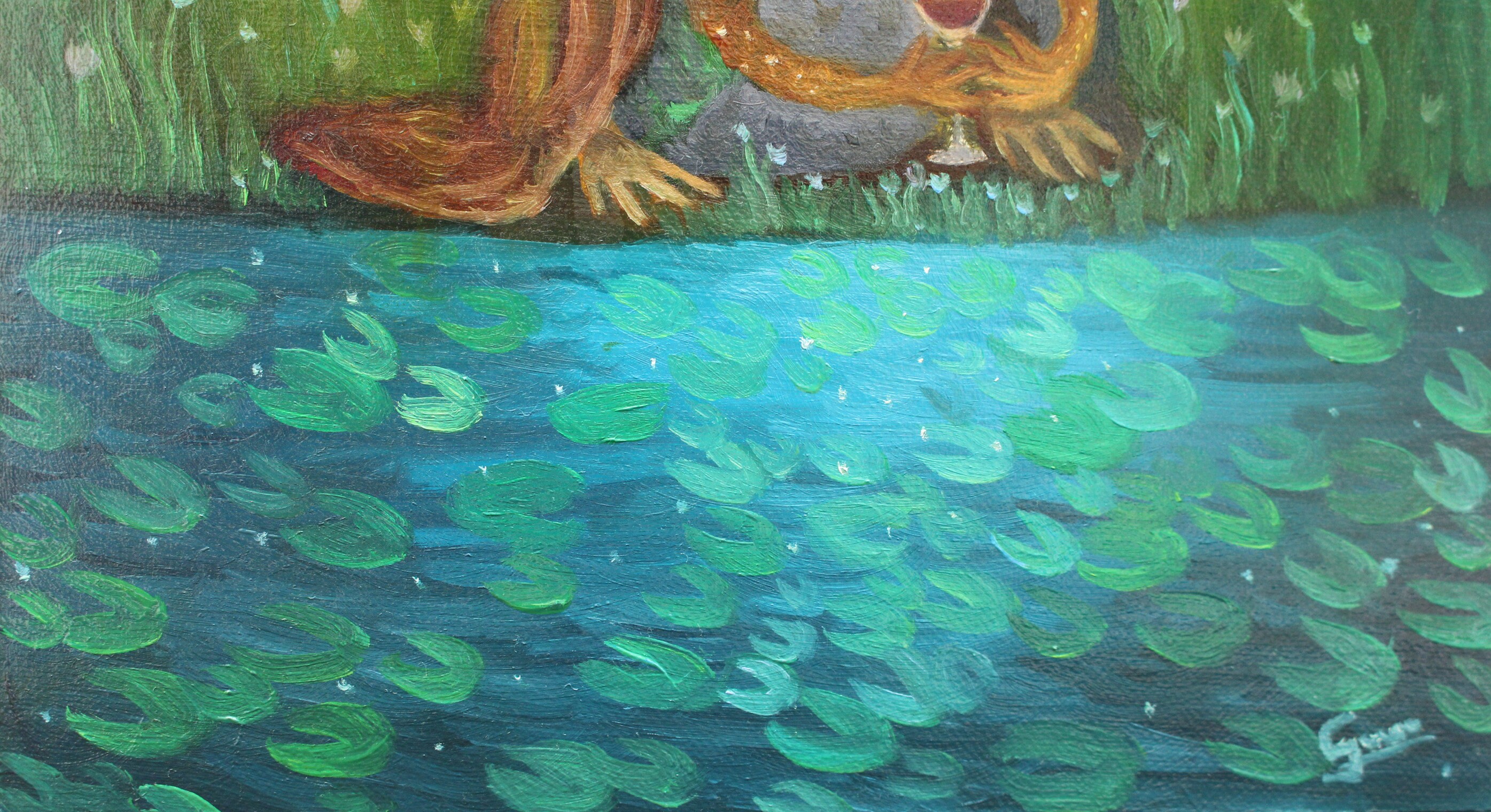 Original Frog Oil Painting, Magical Frog Toad Painting, Fantasy Forest ...