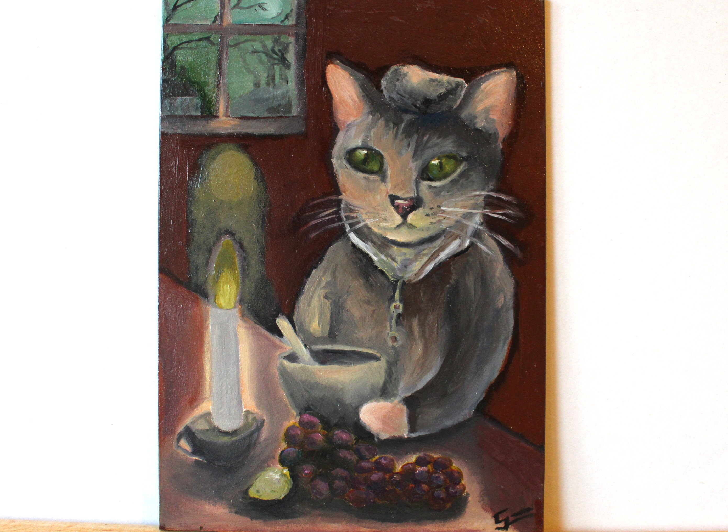 Original Cat Oil Painting, Regal Kitten Classical Painting, Baroque ...