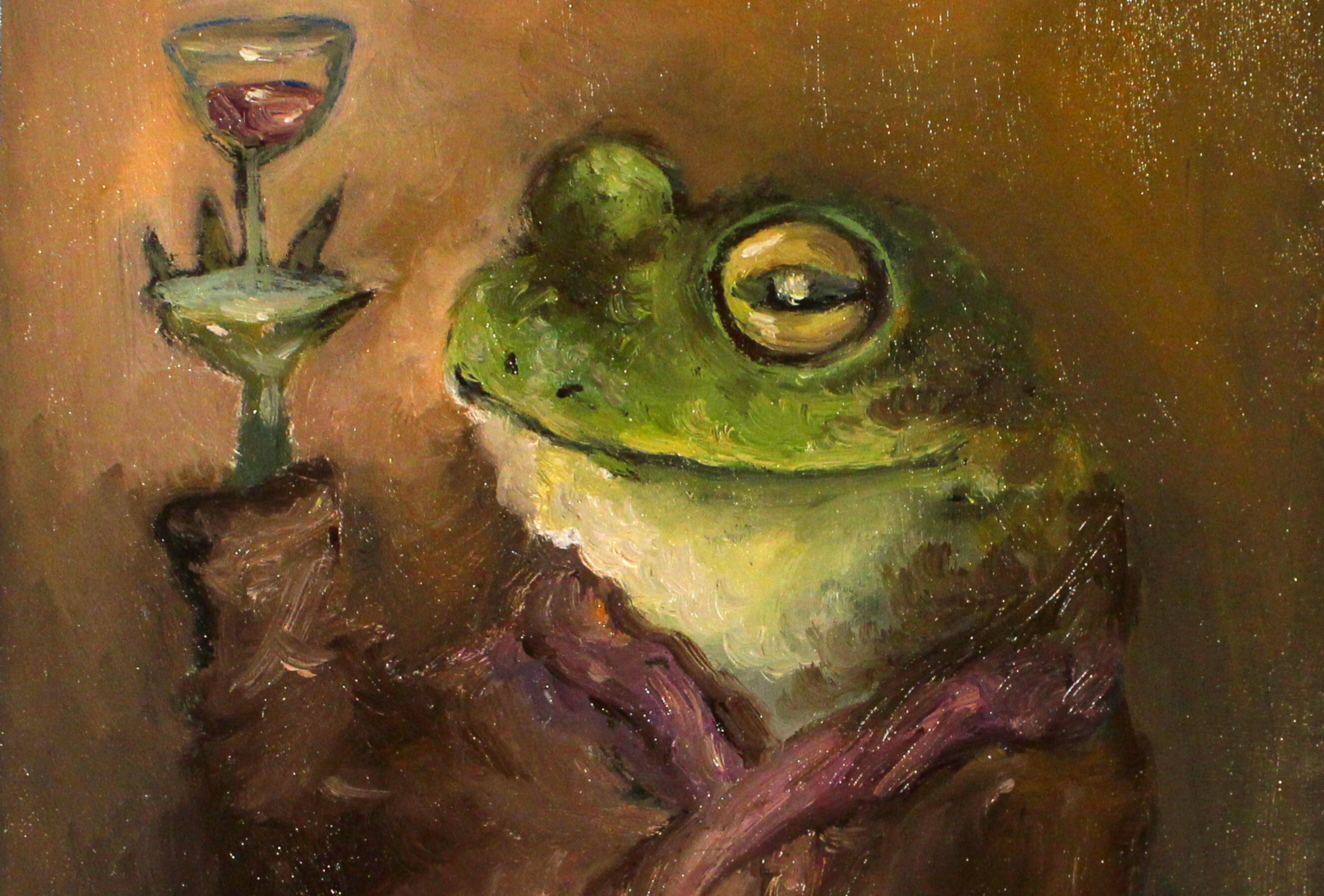 Original Frog Oil Painting, Toad Colorful Classical Painting, Modern ...