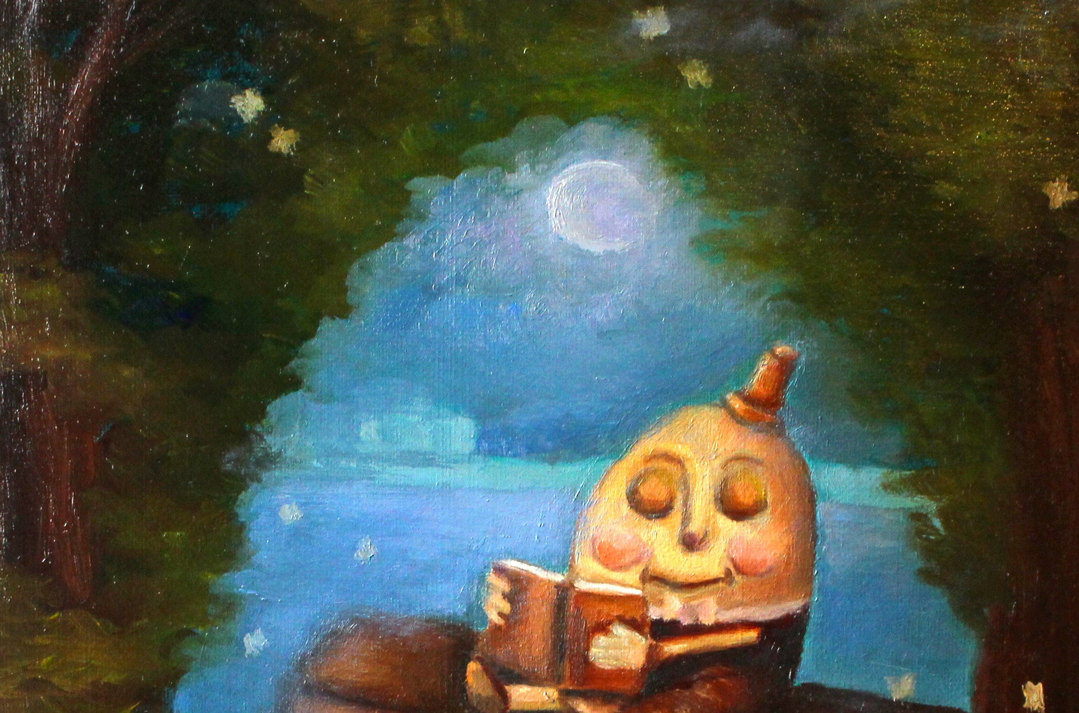 Original Humpty Dumpty Oil Painting, Funny Fairytale Weird Painting ...