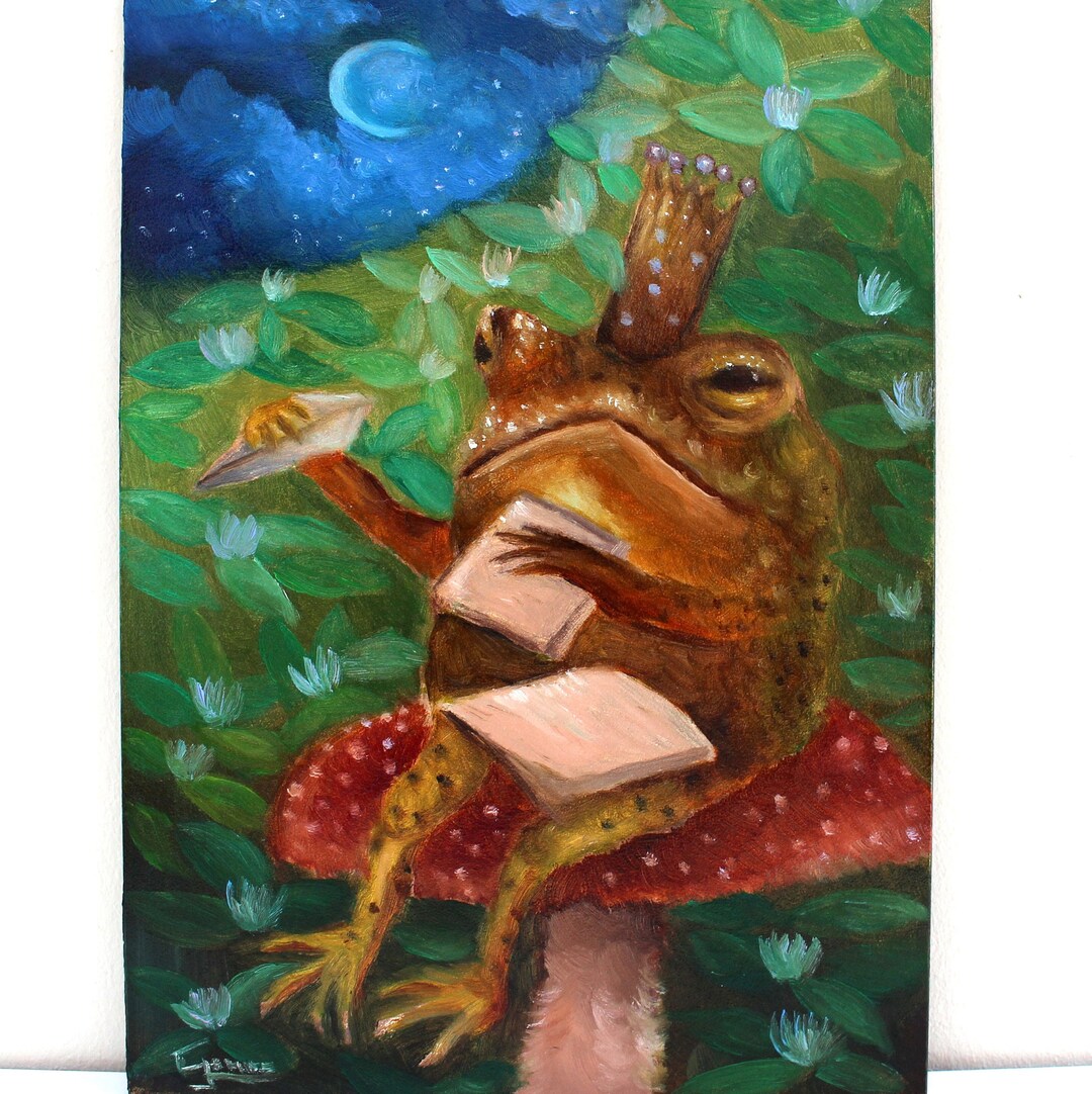 Original Frog Oil Painting, Fantasy Fairy Toad Painting, Fancy Kooky ...
