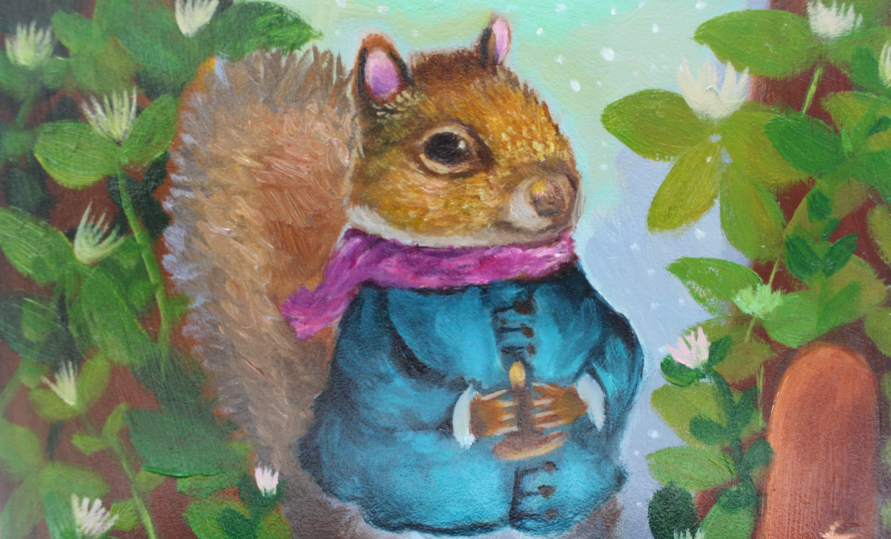 Original Squirrel Oil Painting, Cute Woodland Animal Painting ...