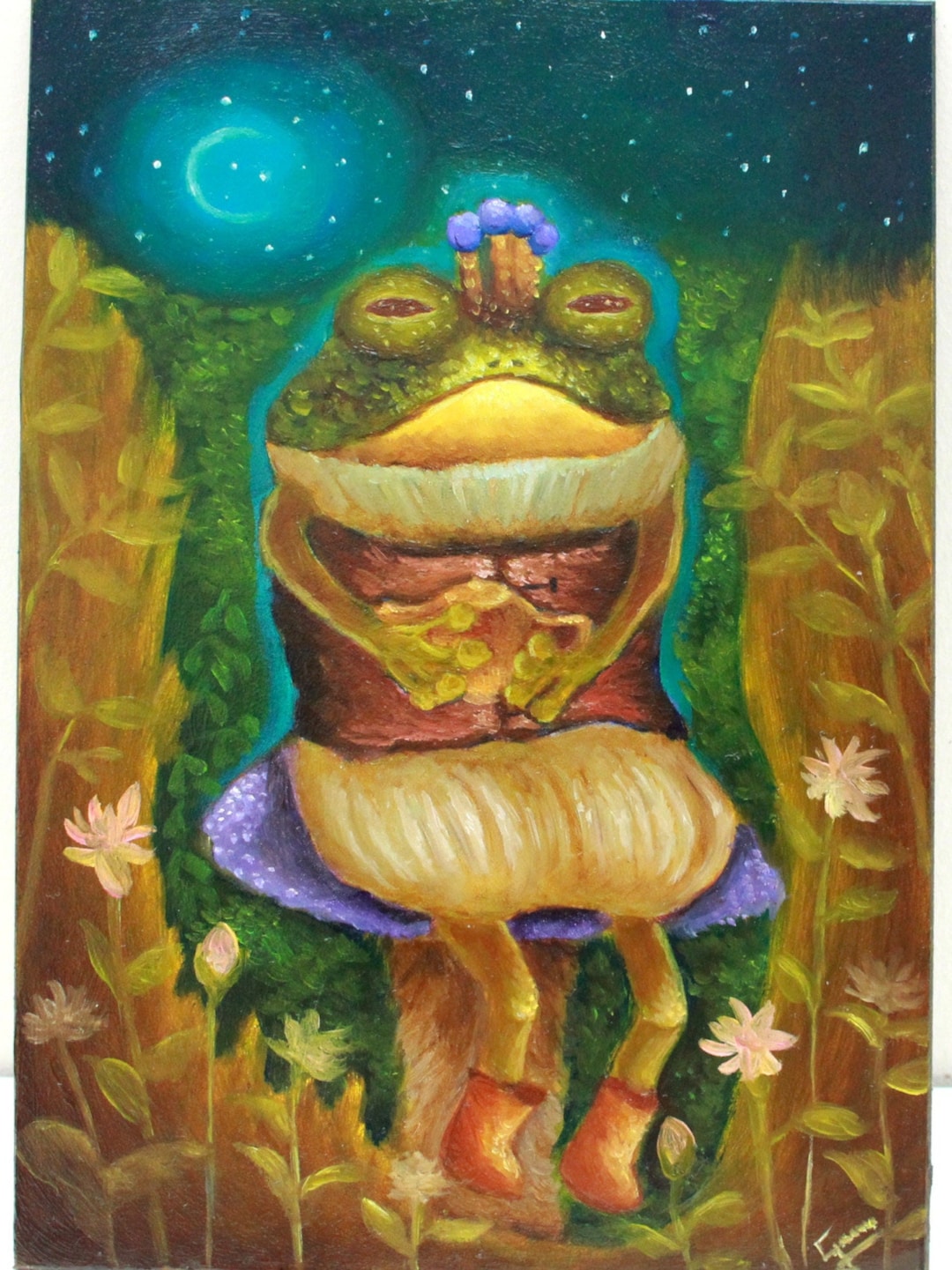 Toad Original Oil Painting, Fantasy Toad Creature Art, Lowbrow Woodland ...