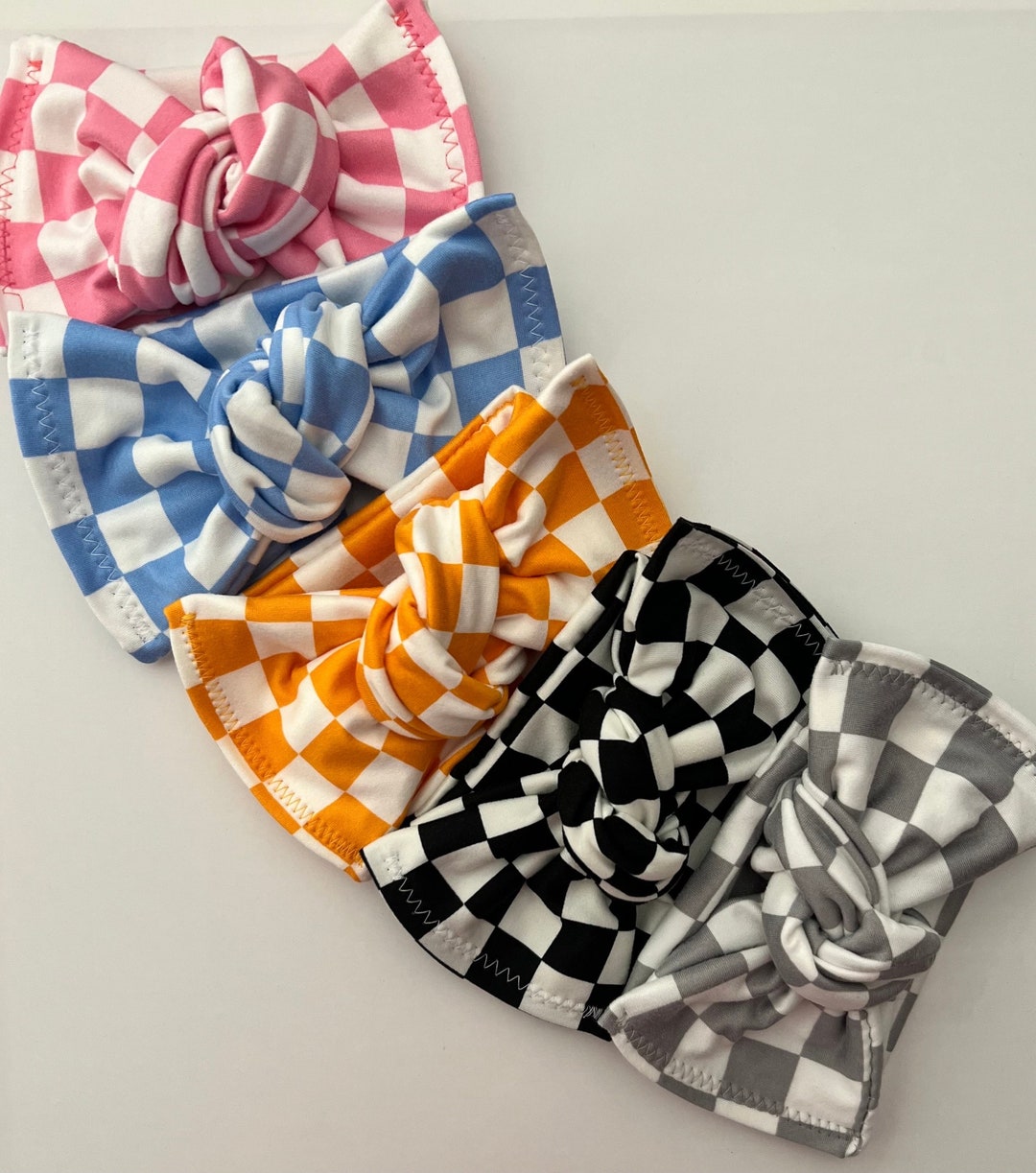 Checkered Head Wraps, Baby Turban, Bow, Hand-tied, Chunky Bows ...