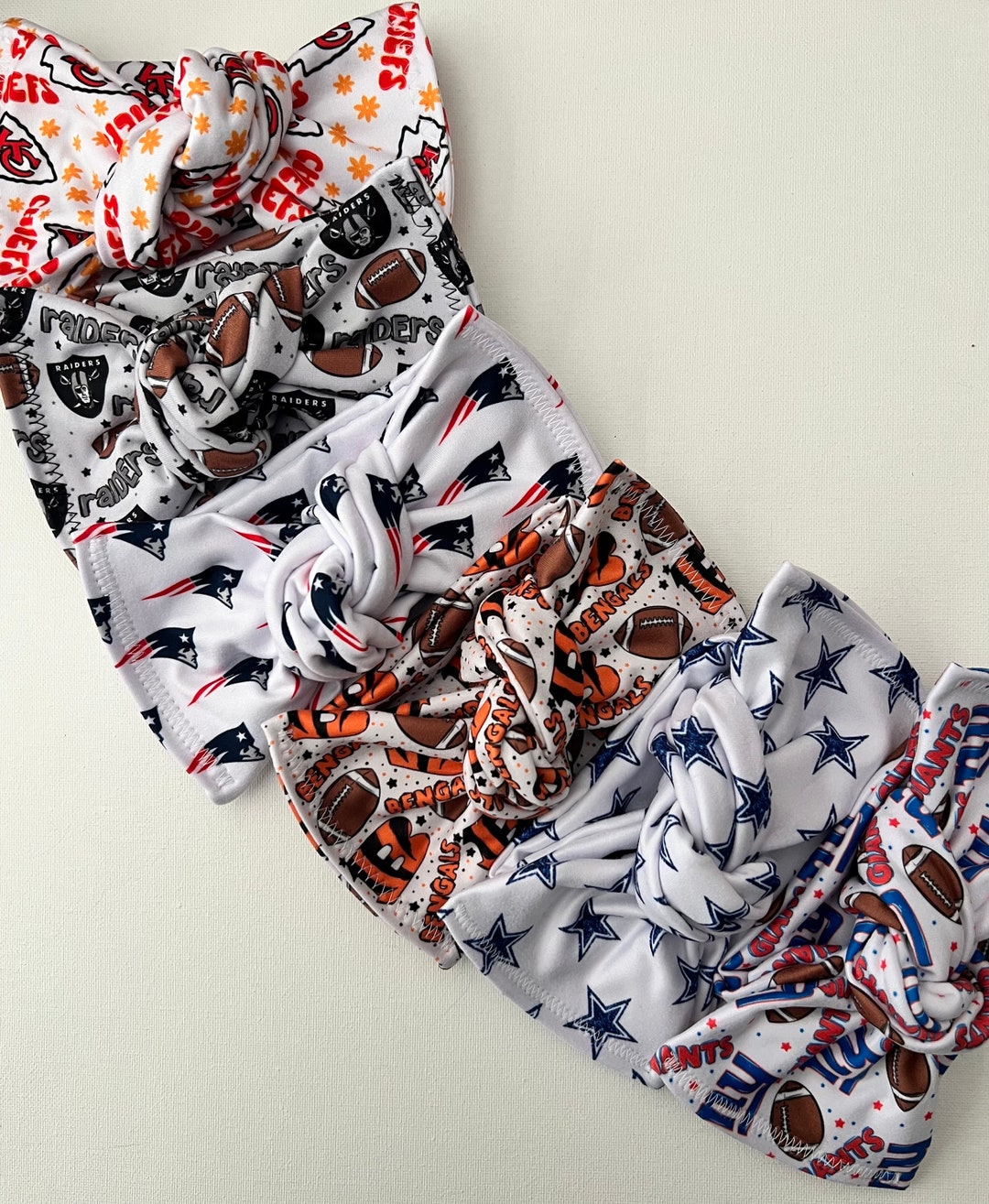 Football Head Wraps, Baby Turban, Bow, Hand-tied, Chunky Bows, Handmade ...