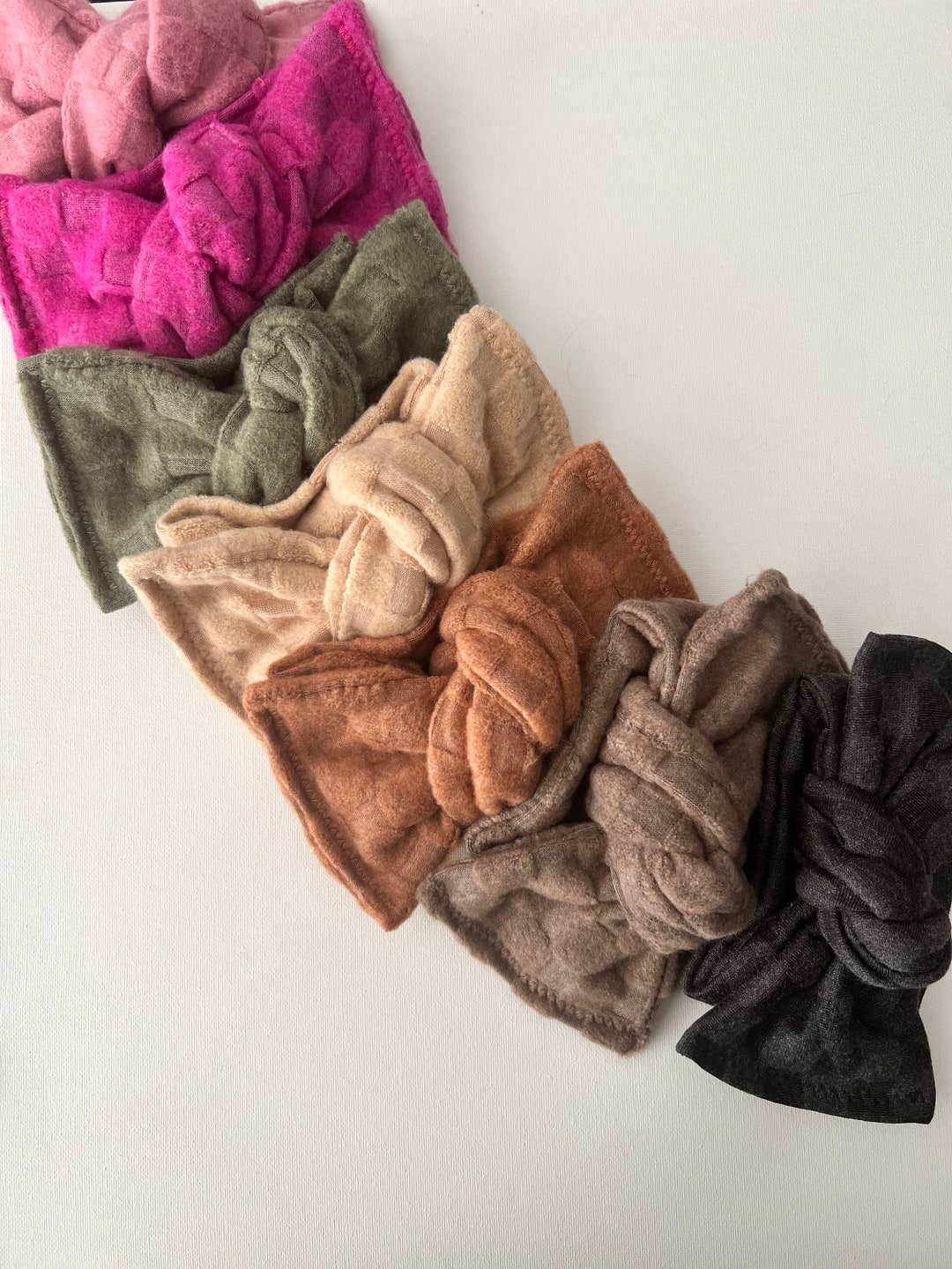 Checkered Terry Head Wraps, Baby Turban, Bow, Hand-tied, Chunky Bows ...