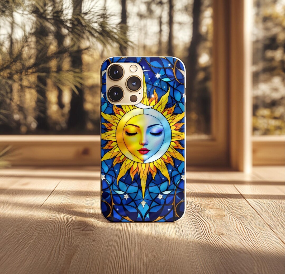 IPhone Stained Glass Sun and Moon iPhone Tough Case, Protective Phone ...