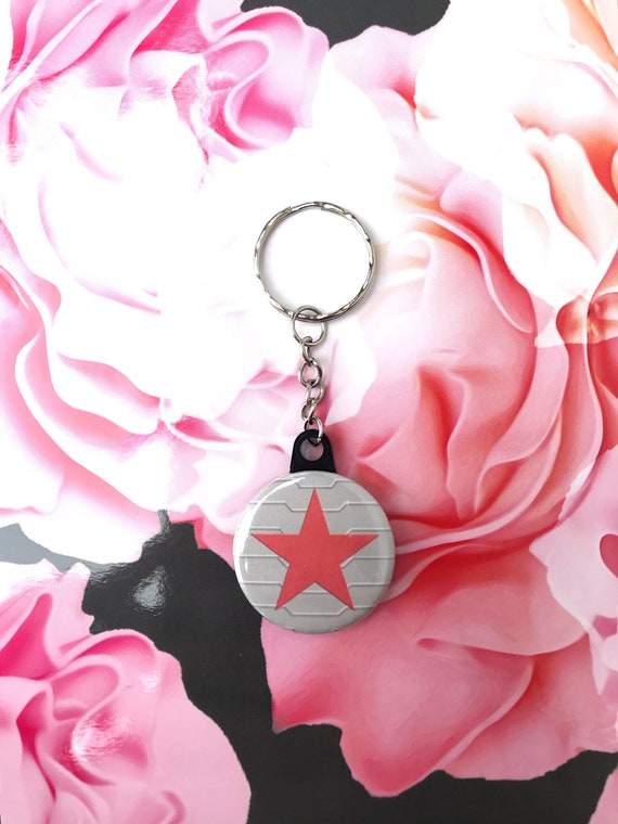 Bucky Barnes Winter Soldier Red Star Button Keychain - Etsy