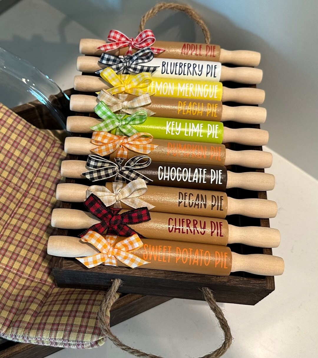 Pie Names Mini Rolling Pins, Tiered Tray Decor, Types of Pies, Kitchen ...