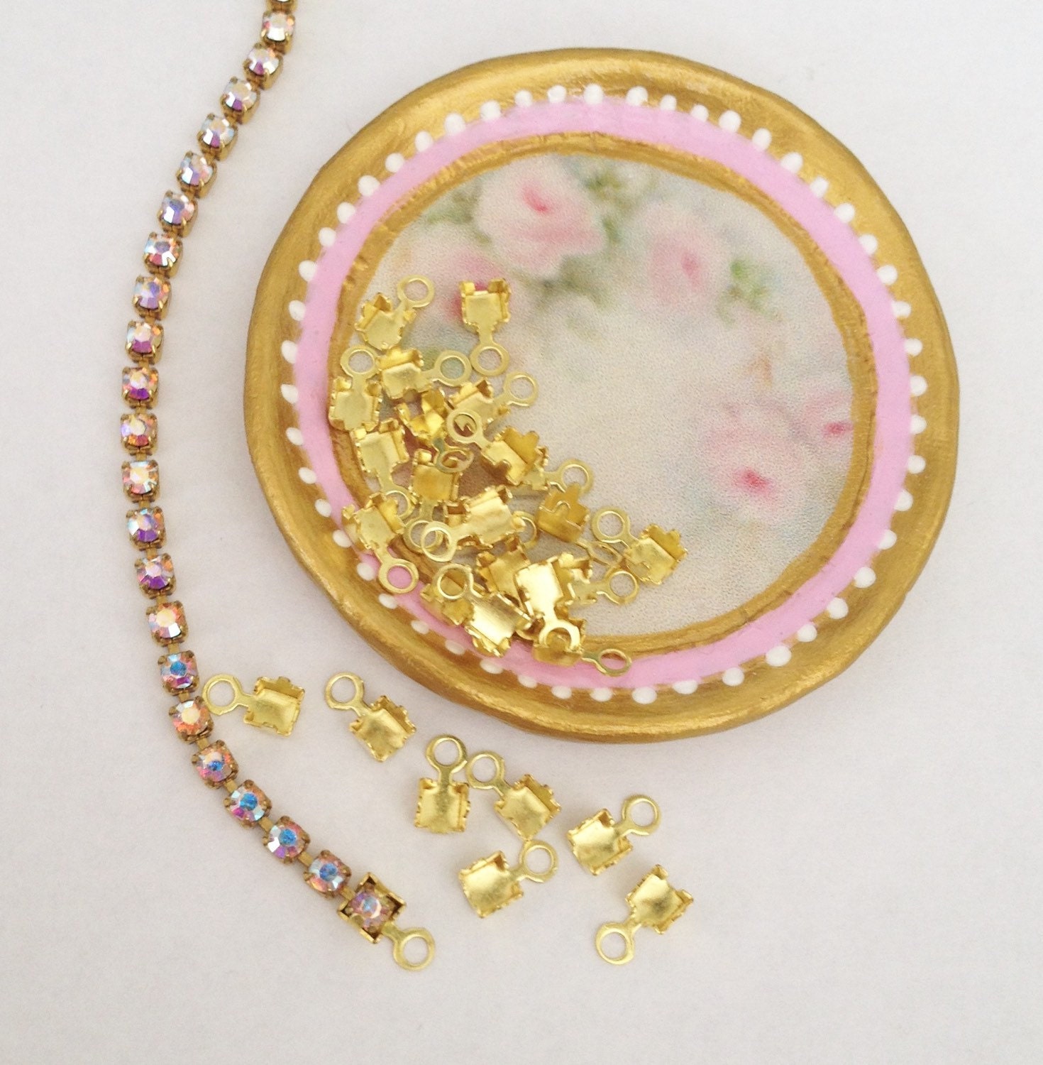 2.5mm Brass End Cap Rings for Crystal Rhinestone Chain 25 | Etsy