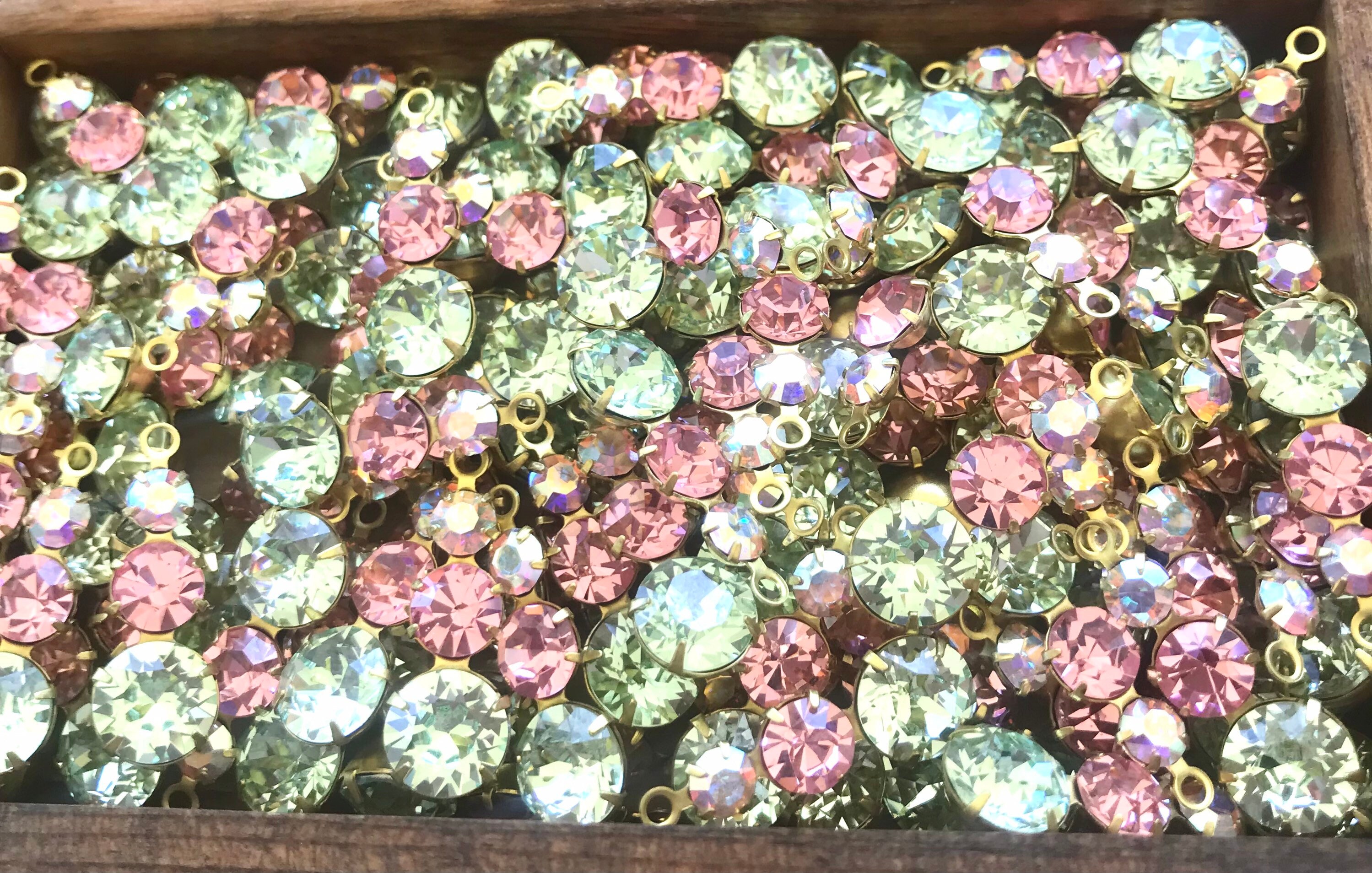 4 Vintage Swarovski Austrian Crystals in Brass Setting Triple - Etsy
