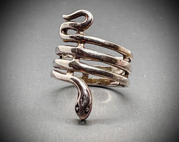 Superb! Vintage Sterling Silver Triple Coiled Snake Ring Serpent ...