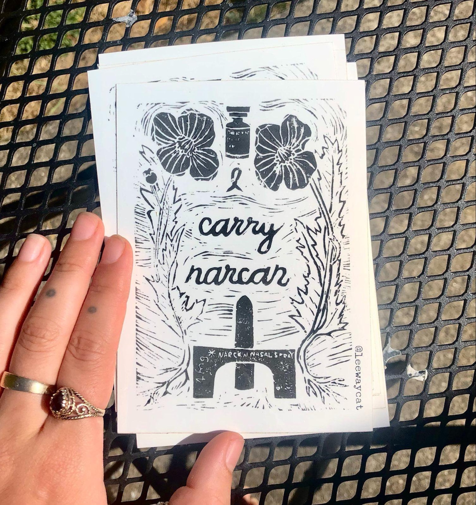 I Carry Narcan Linocut Sticker Naloxone Harm Reduction Overdose ...