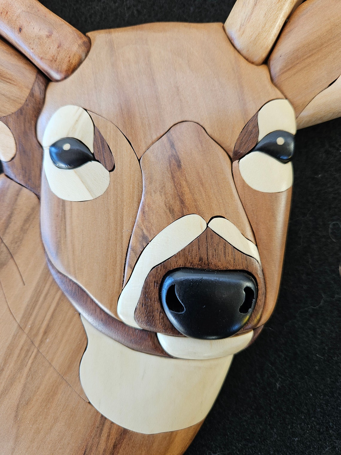 White Tale Deer. Intarsia Wooden Wall Hanging. - Etsy