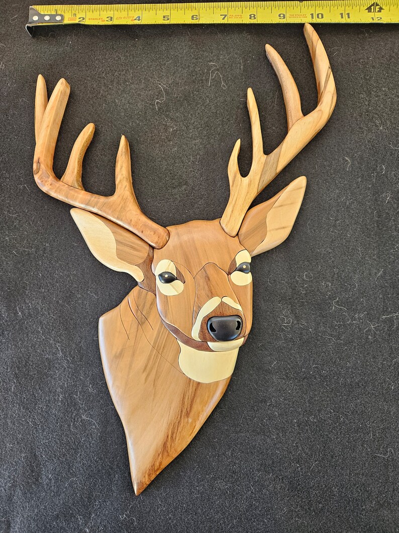 White Tale Deer. Intarsia Wooden Wall Hanging. - Etsy