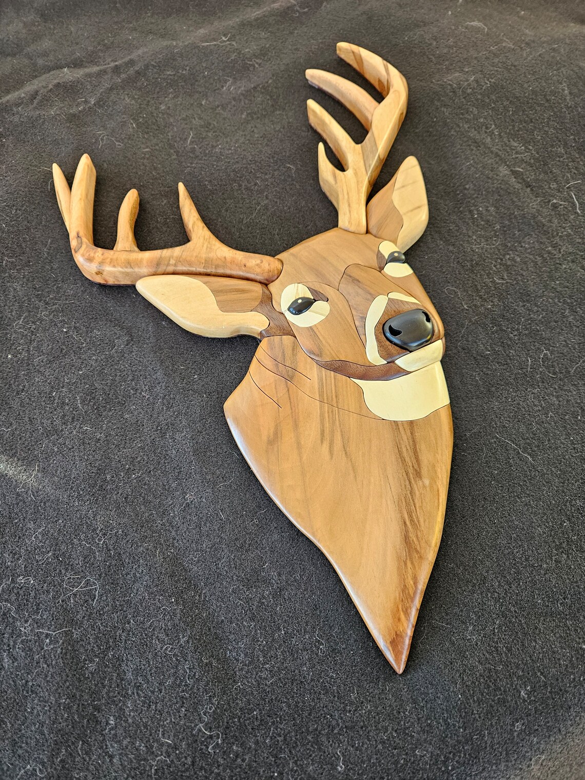 White Tale Deer. Intarsia Wooden Wall Hanging. - Etsy