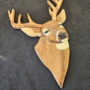 White Tale Deer. Intarsia Wooden Wall Hanging. - Etsy