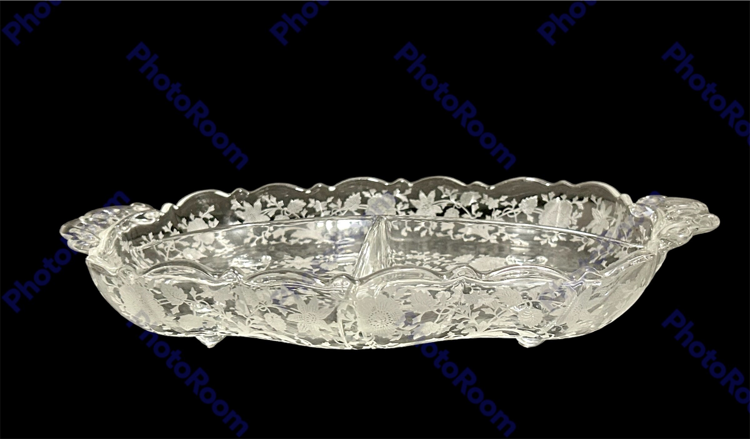 Vintage FOSTORIA Glass 3 Section Relish Dish Etched Roses Willowmere #2560 - Etsy