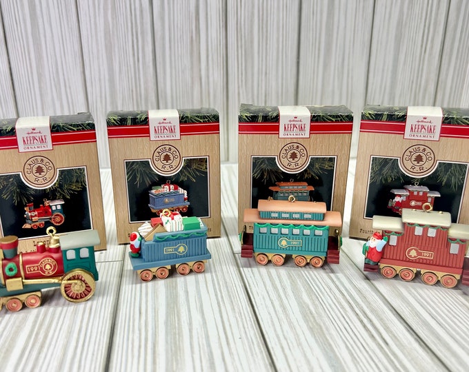 Hallmark Claus and Co Railroad Train Ornaments Plastic Lot of 4 - Etsy