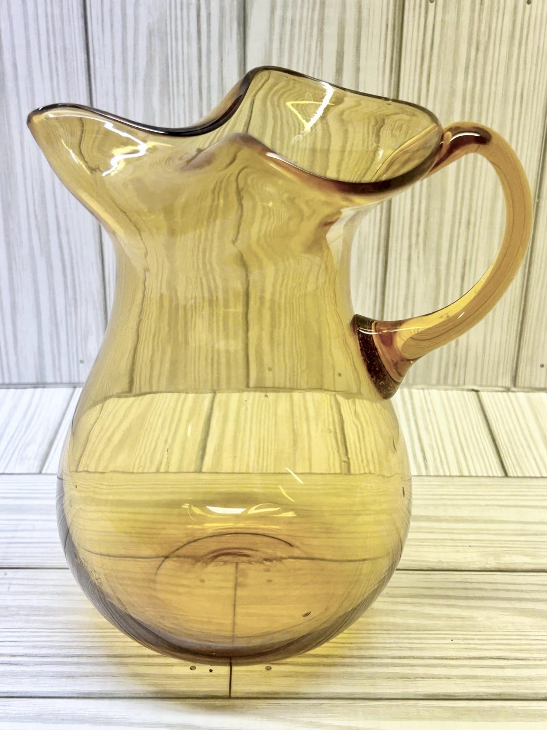 Vintage Jamestown Amber Glass Pitcher Medium Hand Blown 7" - Etsy