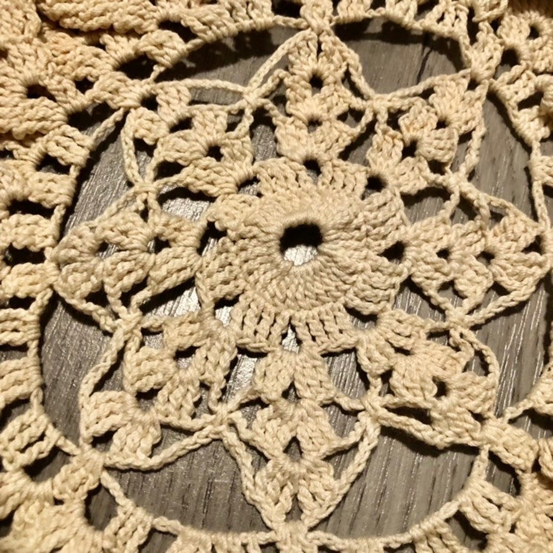 Vintage Hand Crocheted Doily Set of 2 Ivory Blue 12 and 8 - Etsy