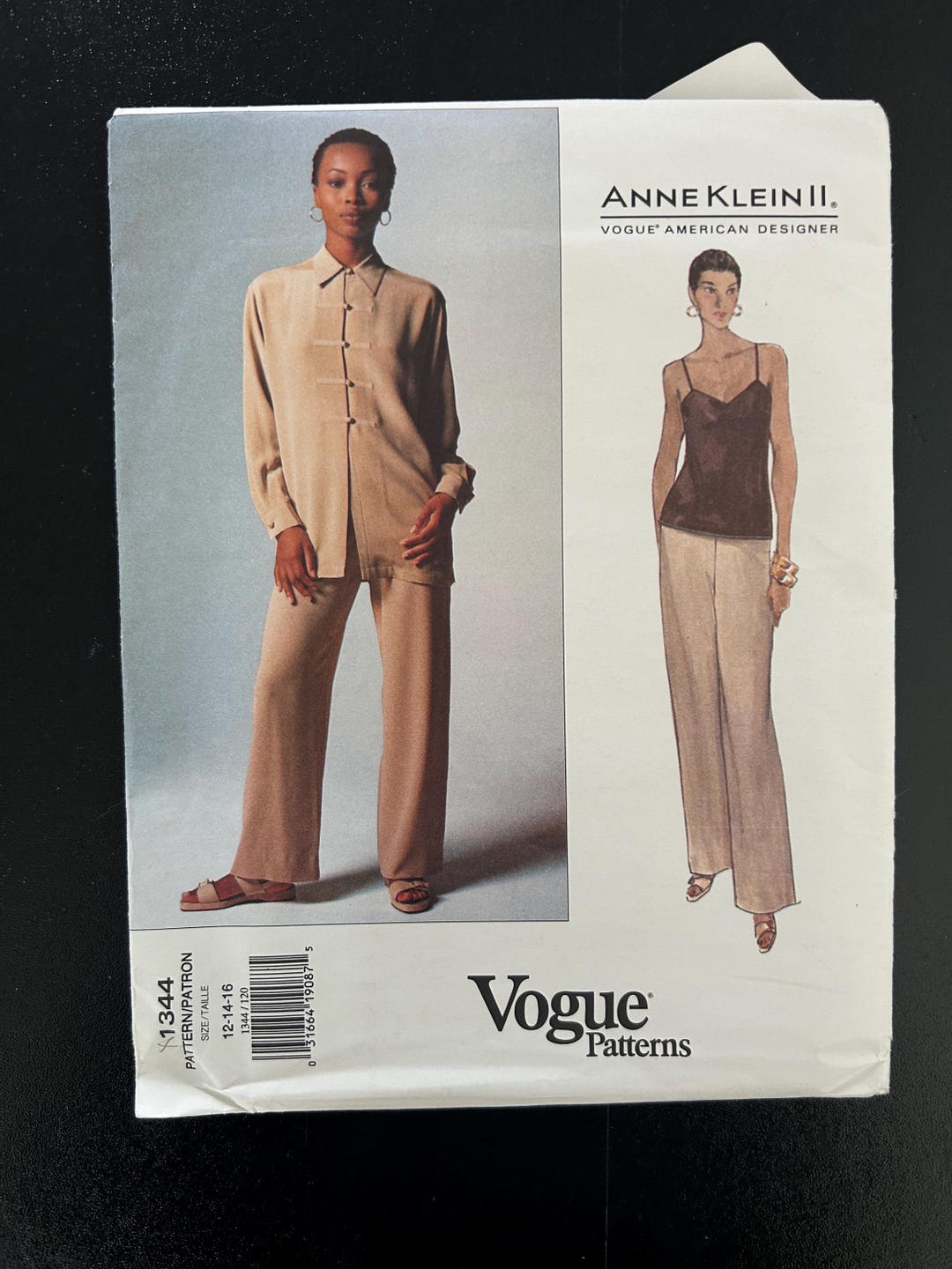 Vogue 1344 Anne Klein II Pattern Jacket Tops Pants Women’s 12-16 Uncut ...