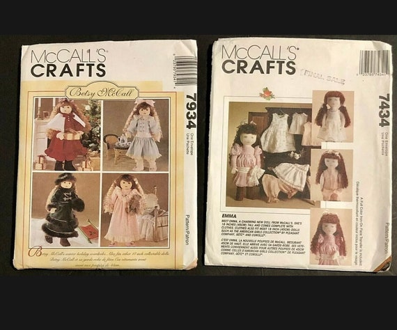Vintage Mccalls Doll Sewing Pattern 18 Doll and Clothes 7434 | Etsy