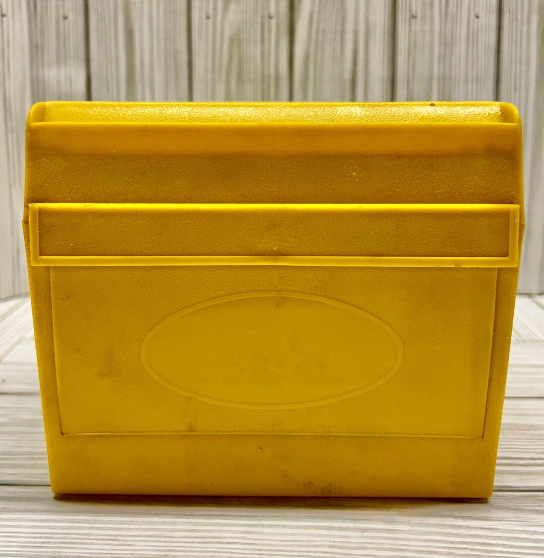 Vintage 70s Plastic Recipe Box With Recipes Yellow Over 2lbs of Recipe ...