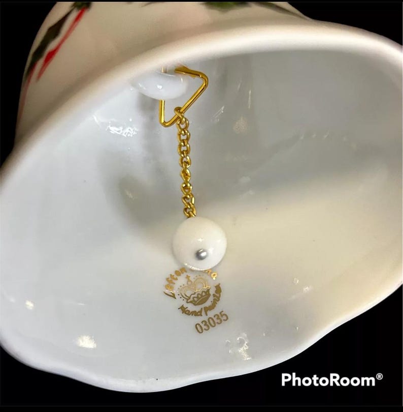 Vintage Lefton Japan Christmas Bell Porcelain Holly Leaves Berries ...