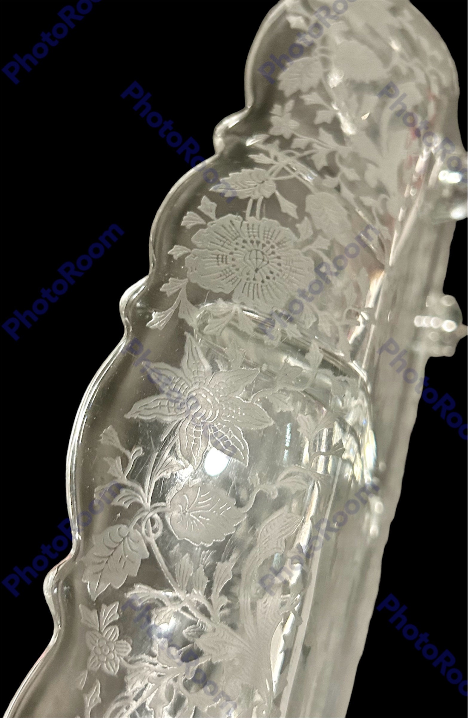 Vintage FOSTORIA Glass 3 Section Relish Dish Etched Roses Willowmere ...