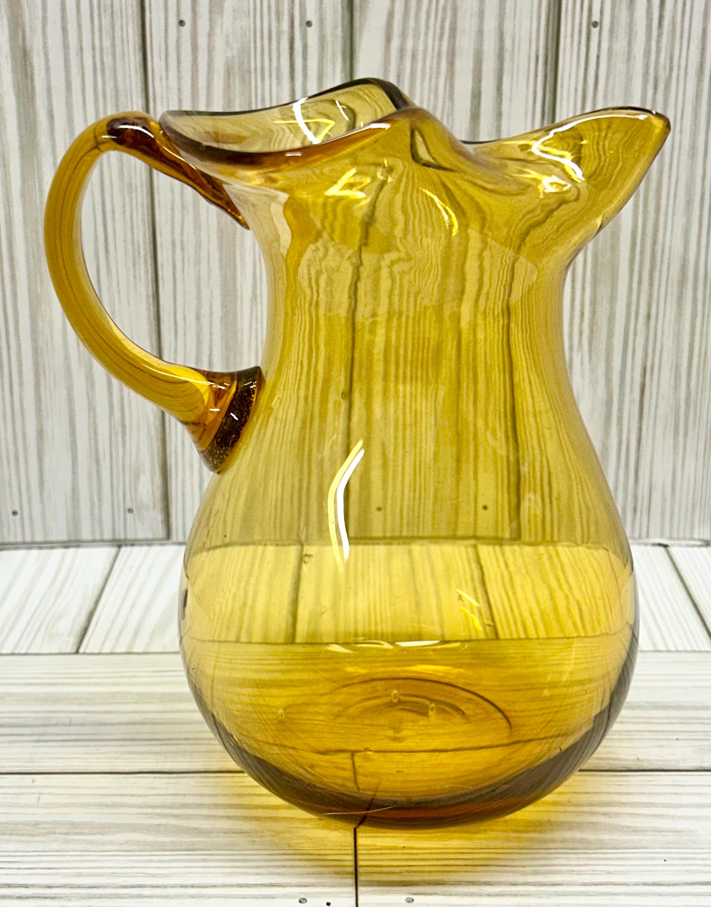 Vintage Jamestown Amber Glass Pitcher Medium Hand Blown 7" - Etsy