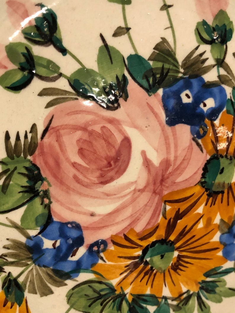 Vintage Hand Painted Italian Wall Plate Dishes Numbered Floral Set of 5 ...
