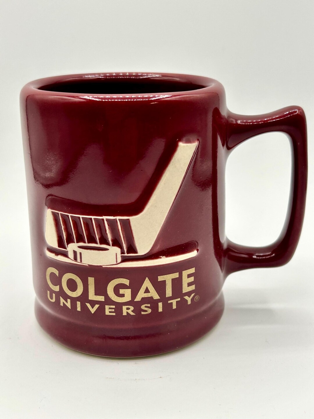 Colgate University Stoneware Heavy Mug Hamilton NY Burgundy Hockey Puck ...
