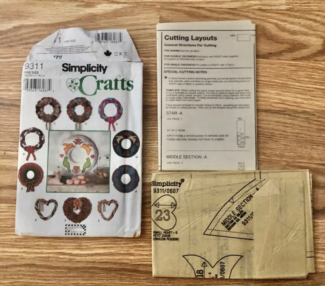 Vintage Simplicity Crafts Wreath Sewing Pattern 9311 Uncut - Etsy